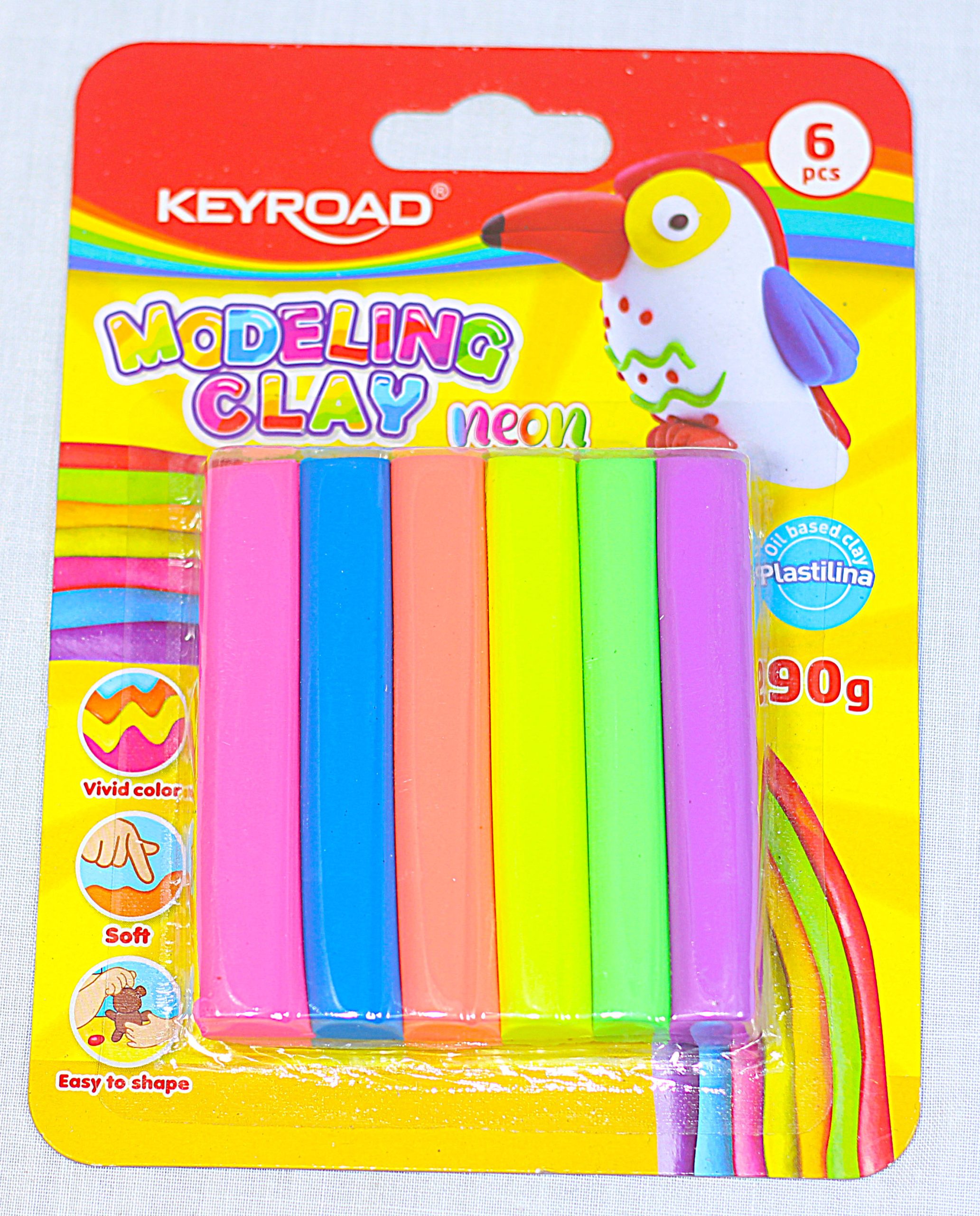 Plastilina fluoresente de 90g (15g x 6 colores). Caja 6 und - PaperPlus